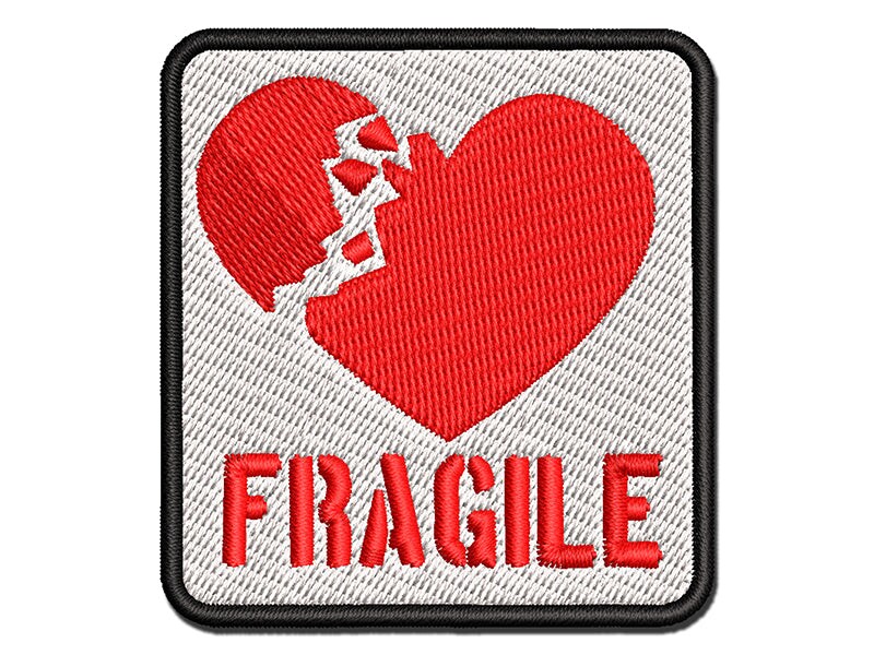 Fragile Broken Heart Multi-Color Embroidered Iron-On or Hook & Loop ...