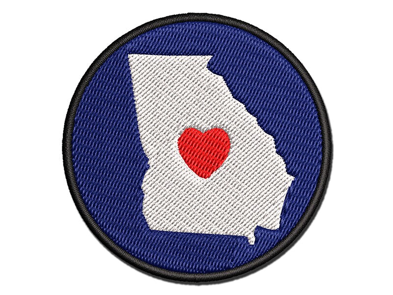 Georgia State with Heart Multi-Color Embroidered Iron-On or Hook & Loop ...