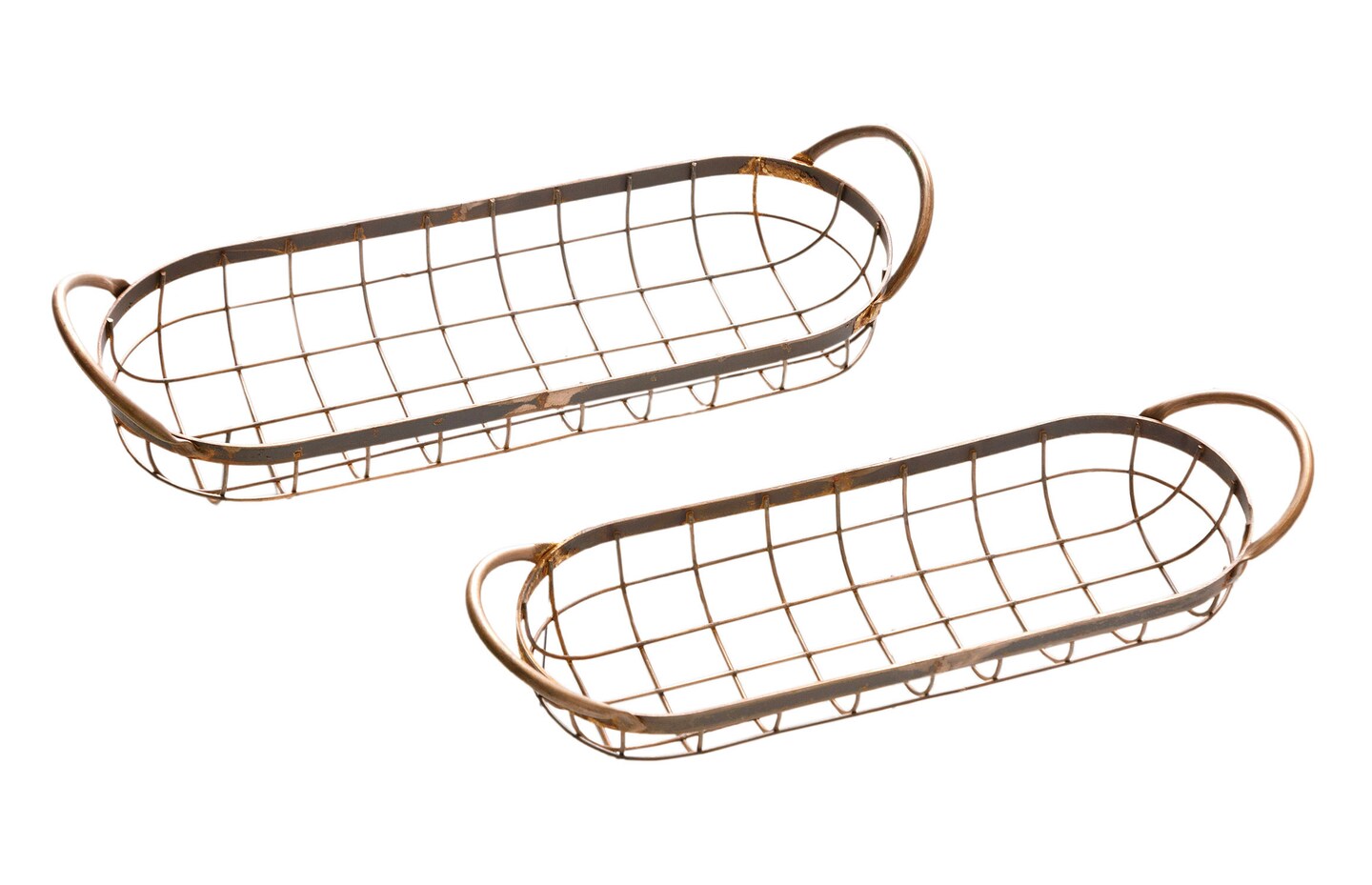 Set of 2 Weathered Copper Finish Oval Wire Serving Trays | Michaels