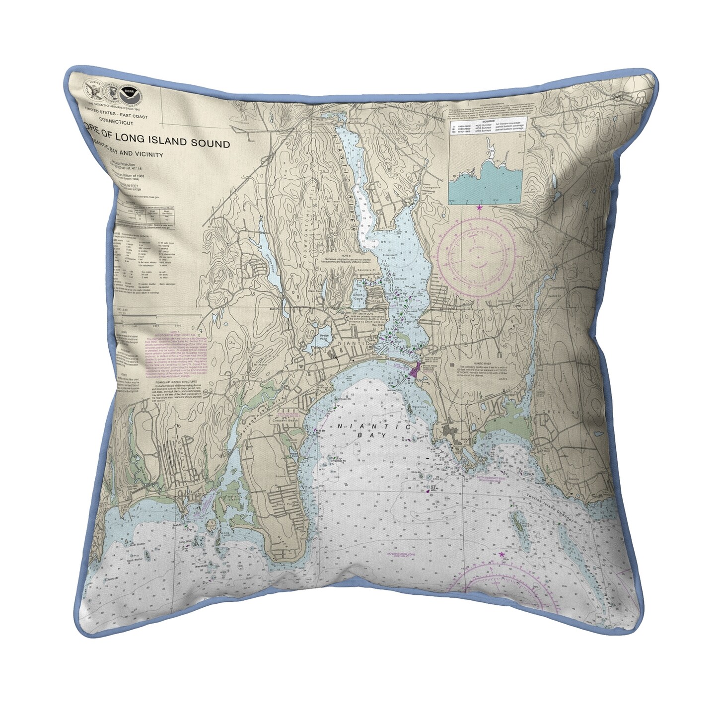Long Island Sound Map Pillow 18x18 – Large Corded Indoor/Outdoor | Michaels