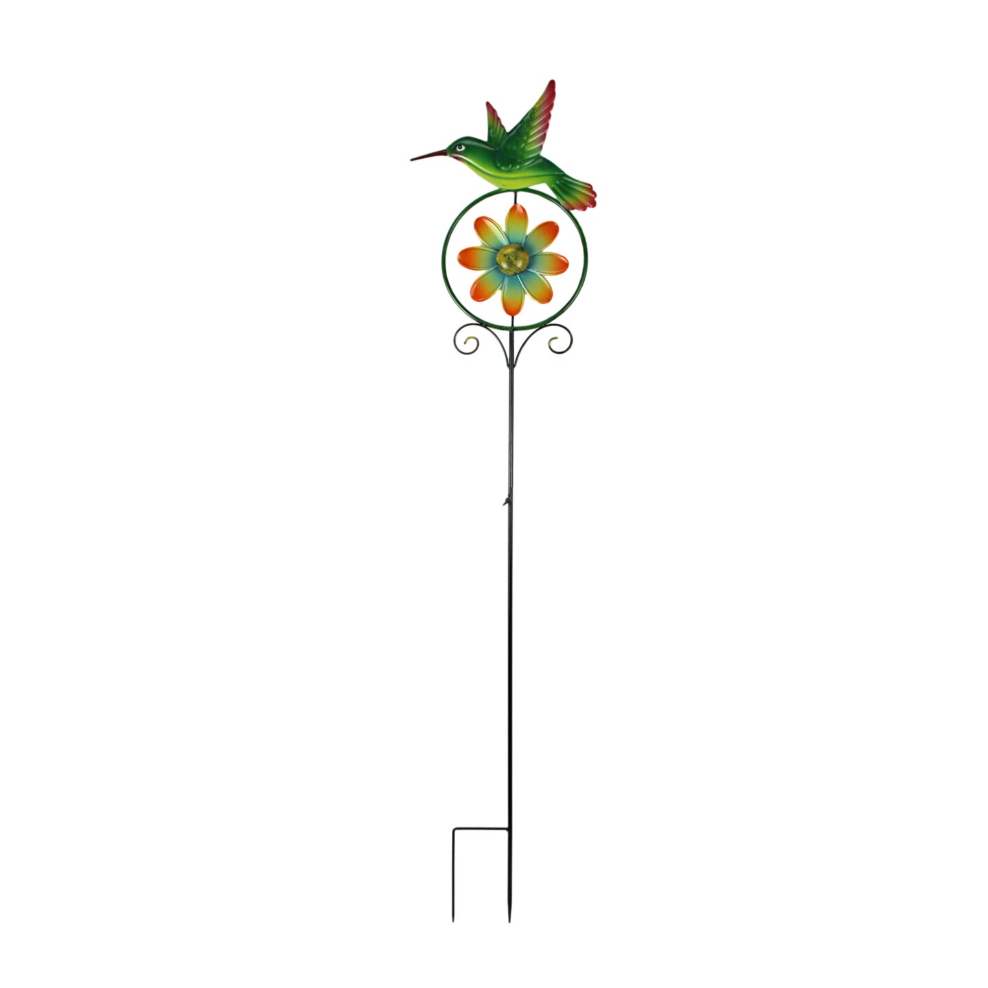 55 Inch Hummingbird Flower Kinetic Wind Spinner Garden Stake Yard Decor ...