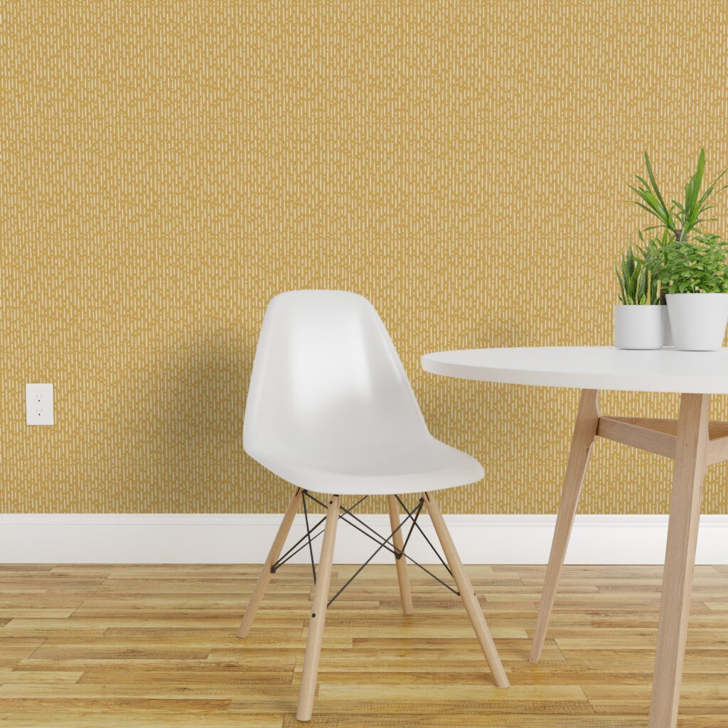 Yellow Mustard Interrupted Stripe Modern Design Hand Drawn Vintage ...