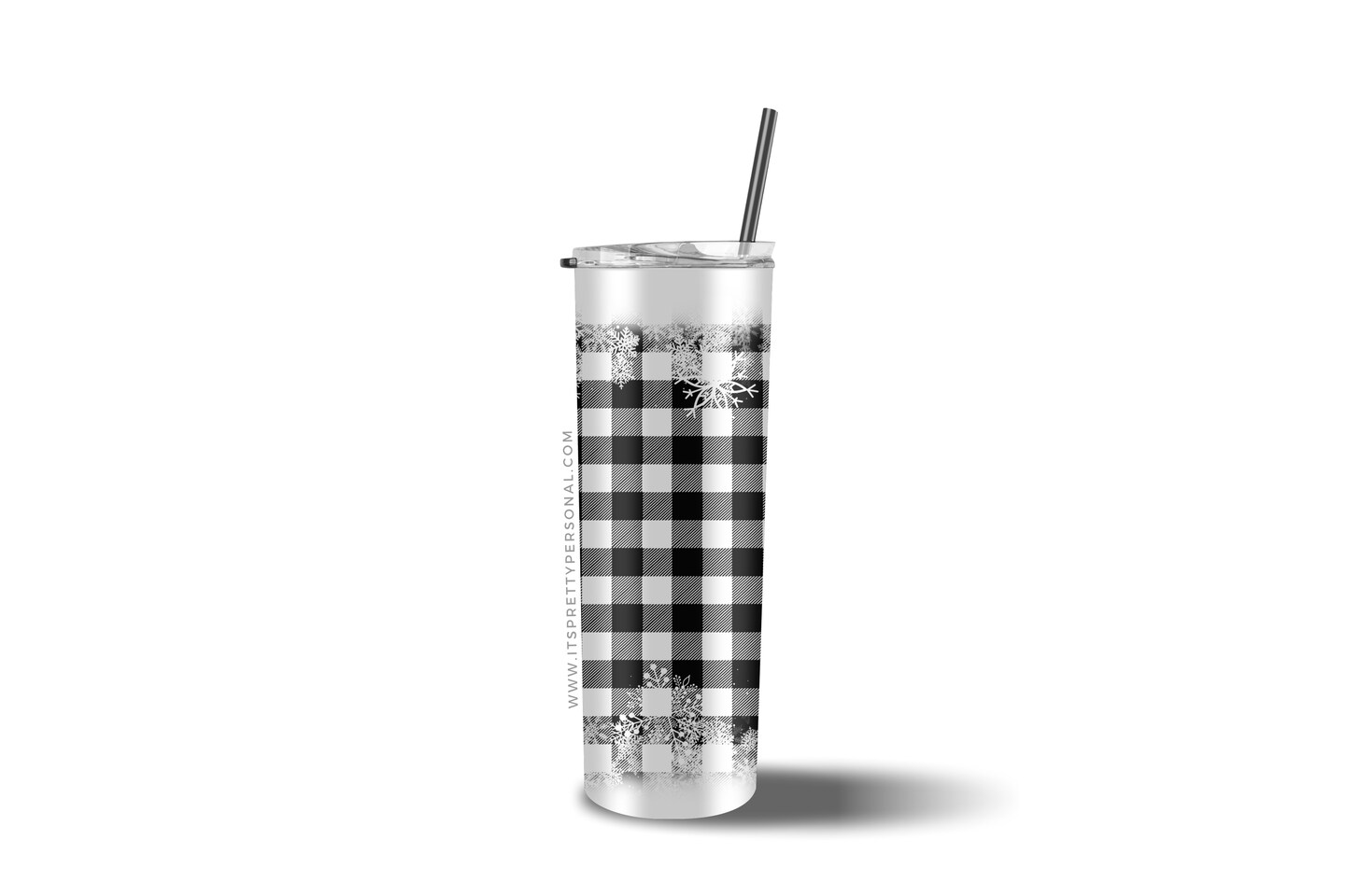 #47 CLEAR 20oz- White Buffalo Plaid Snow- 9.4" x 8" Pattern Vinyl Wrap ...