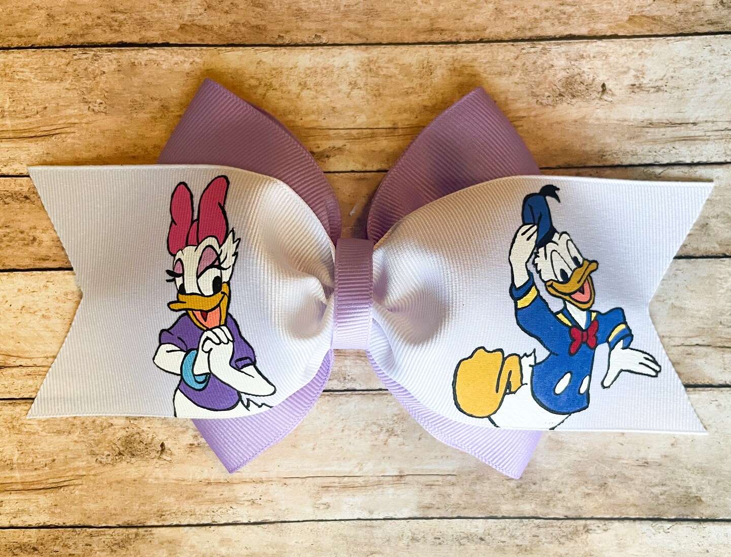 Disney Inspired Daisy and Donald Duck hand painted hair bow ...