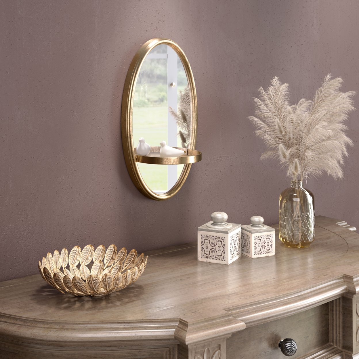 Zuo Modern Petite Ogee Mirror and Shelf Gold | Michaels