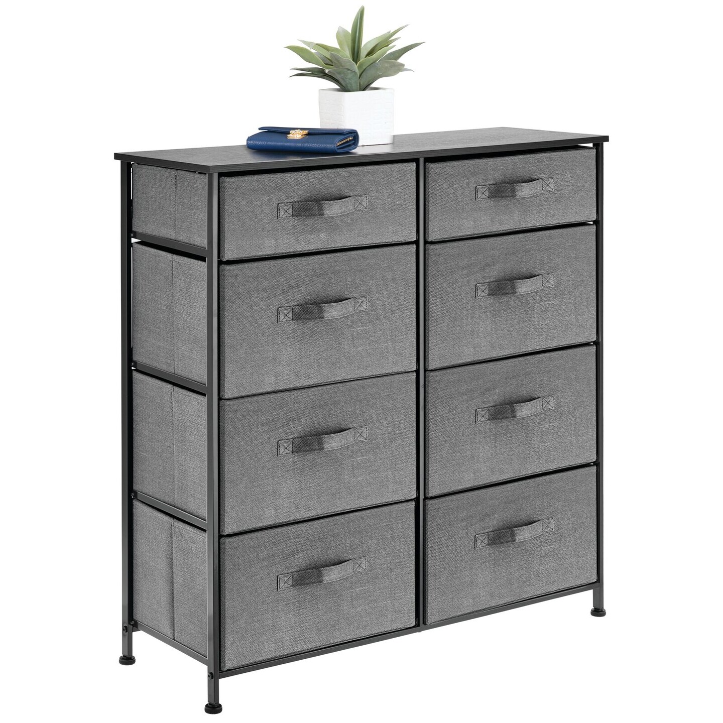 mDesign Tall Storage Dresser Furniture with 8 Slim Fabric Drawers ...
