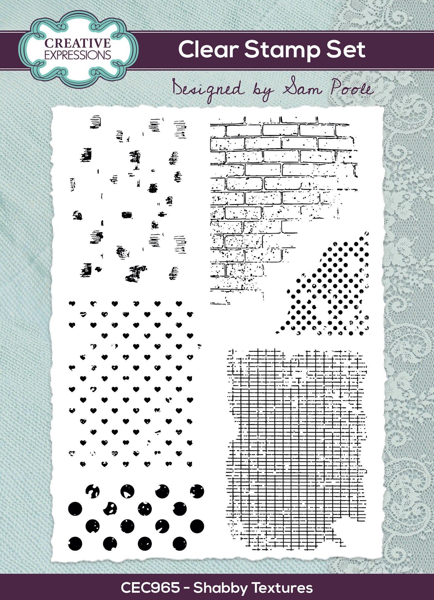 Creative Expressions A5 Clear Stamp Set By Sam Poole-Shabby Textures ...