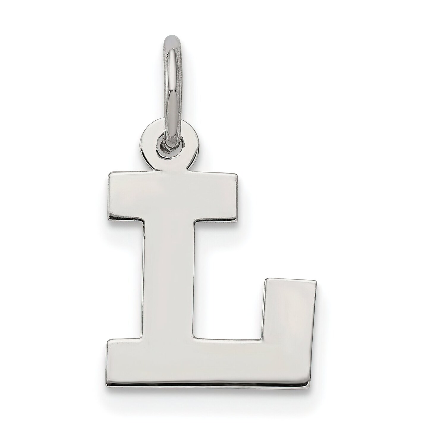 Sterling Silver Small Block Initial Letter L Charm Jewerly 16mm x 10mm ...