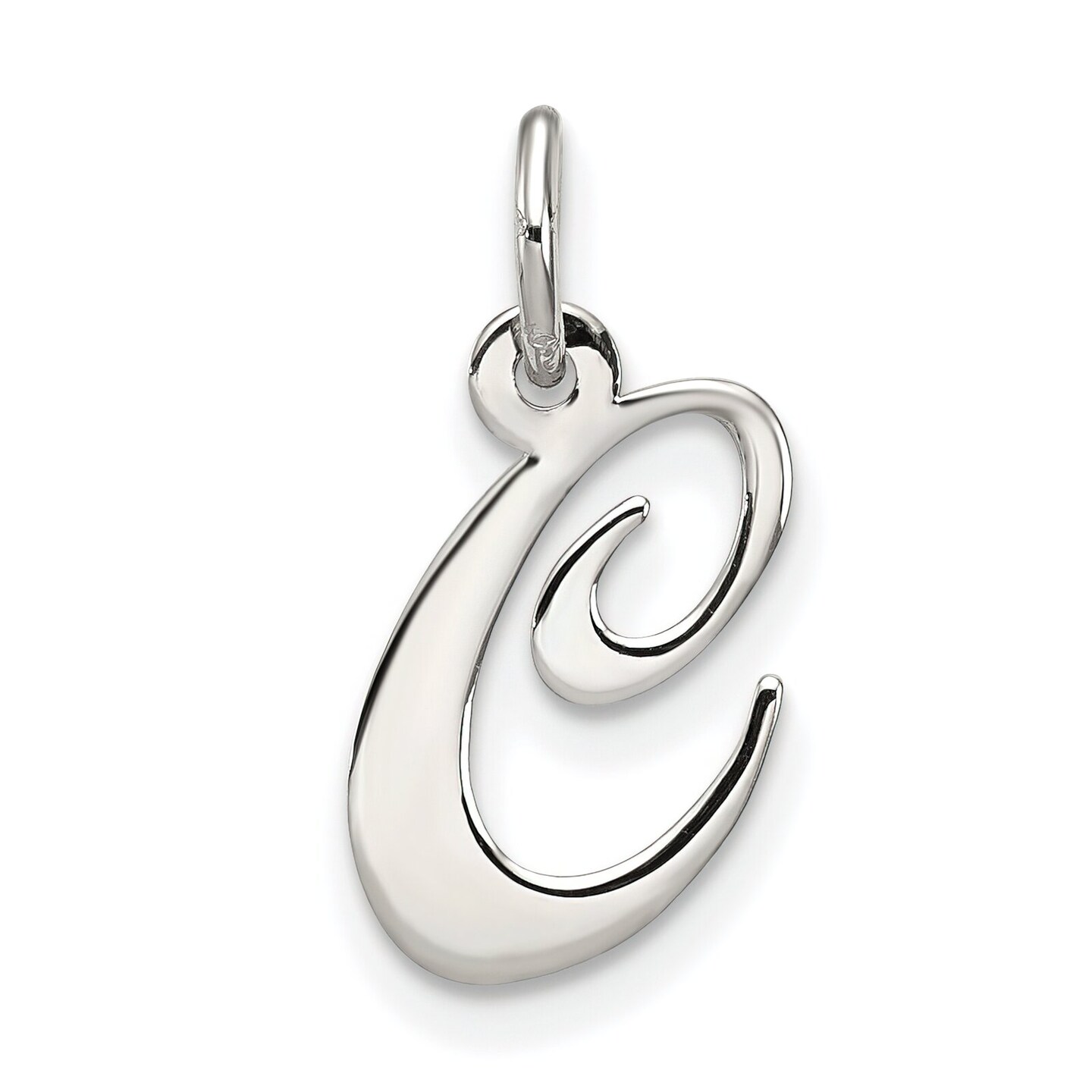 Sterling Silver Small Script Initial Letter C Charm Jewerly 16mm x 10mm ...