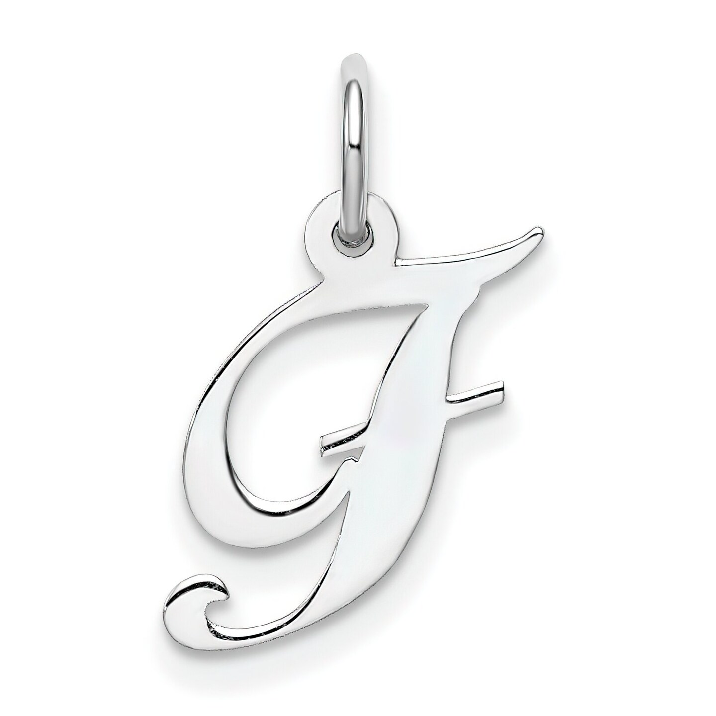 Sterling Silver Small Script Initial Letter F Charm Jewerly 16mm x 10mm ...