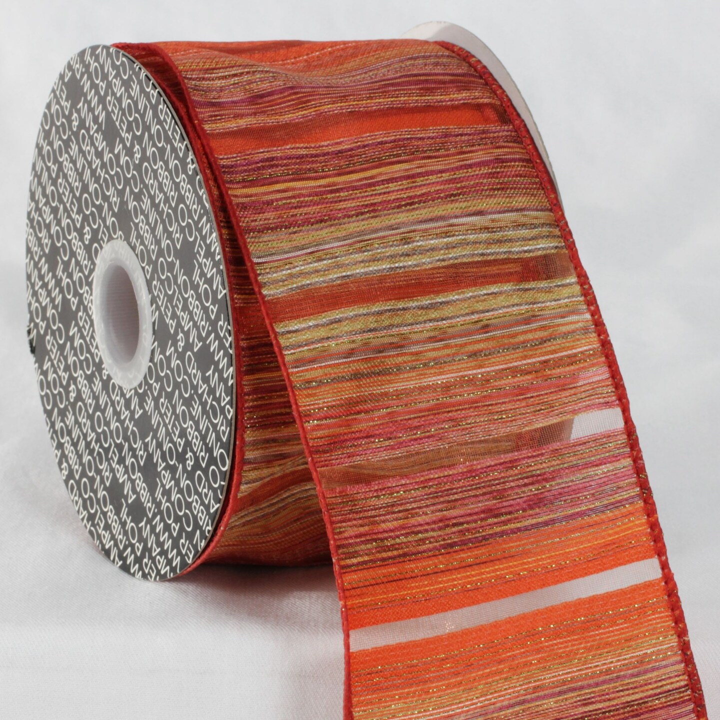 The Ribbon People Orange and Red Diagonal Stripe Wired Edge Craft ...
