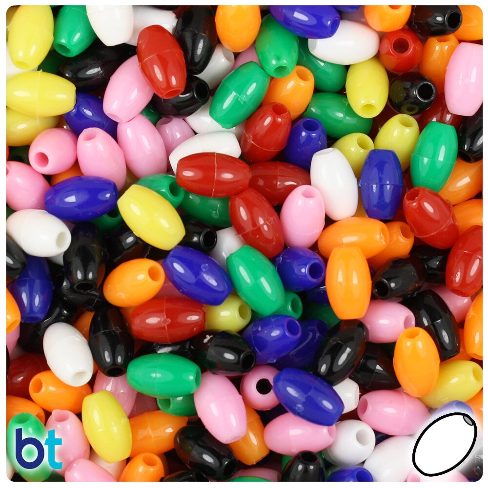 BeadTin Opaque Mix 9mm Oat Plastic Craft Beads (500pcs) | Michaels