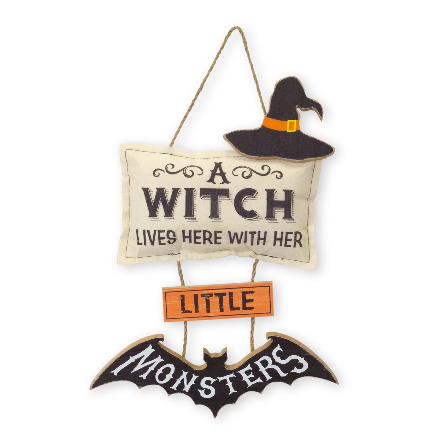 Melrose Witch Halloween Wall Sign - 17.5" - Black and Orange - Set of 6 ...