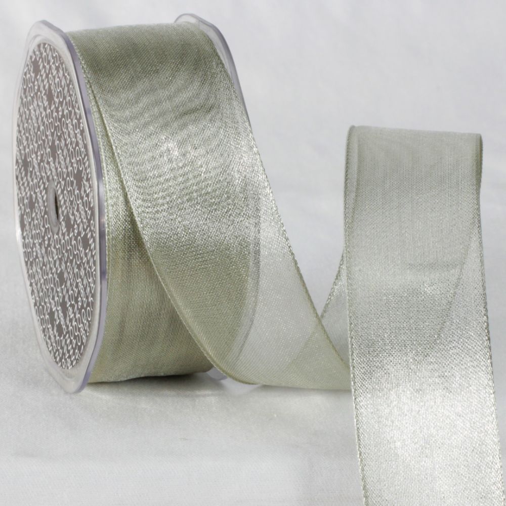 The Ribbon People Pearl White Metallic Sheer Wired Craft Ribbon 1.5" x ...