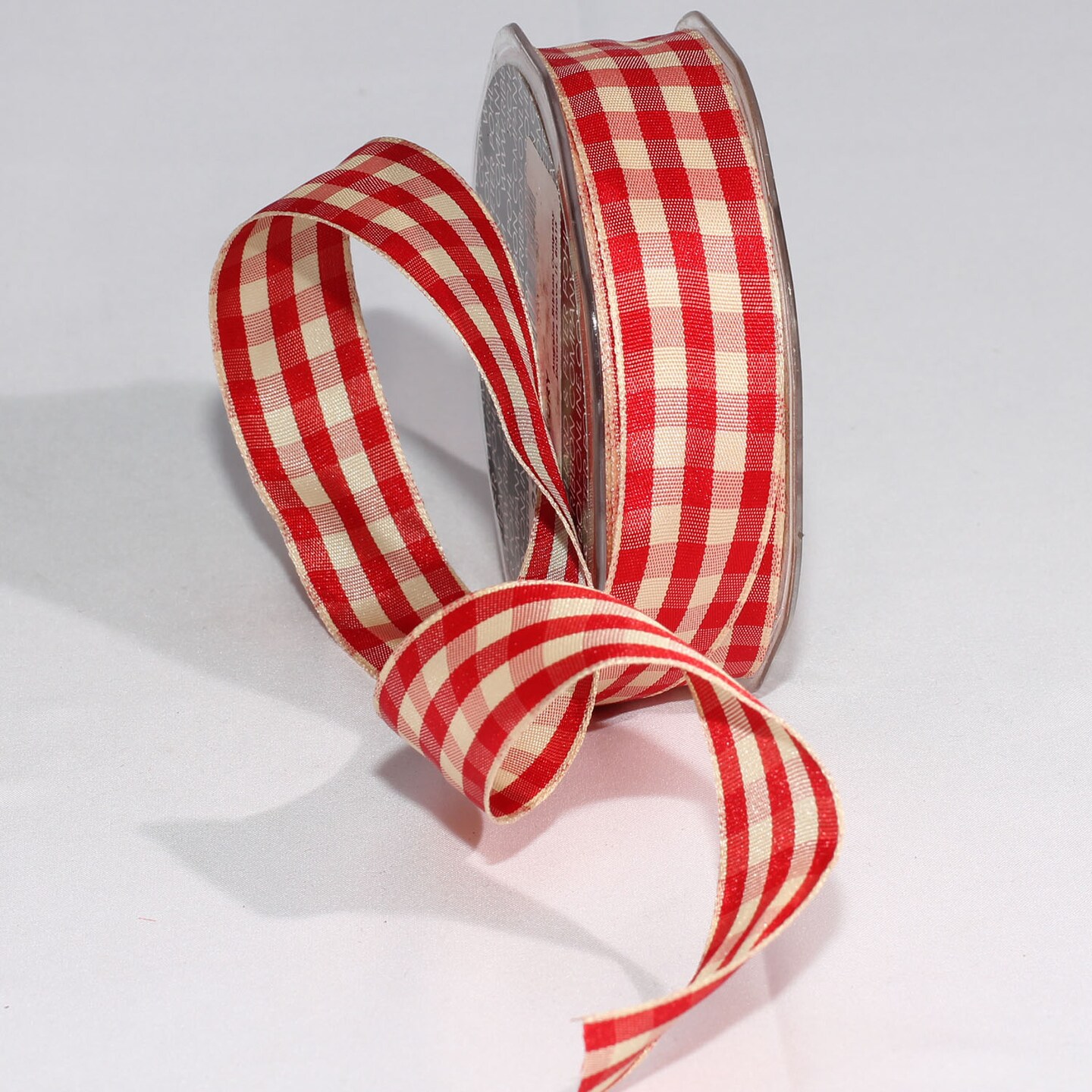 The Ribbon People Red and Ivory Gingham Wired Woven Edge Craft Ribbon 1 ...