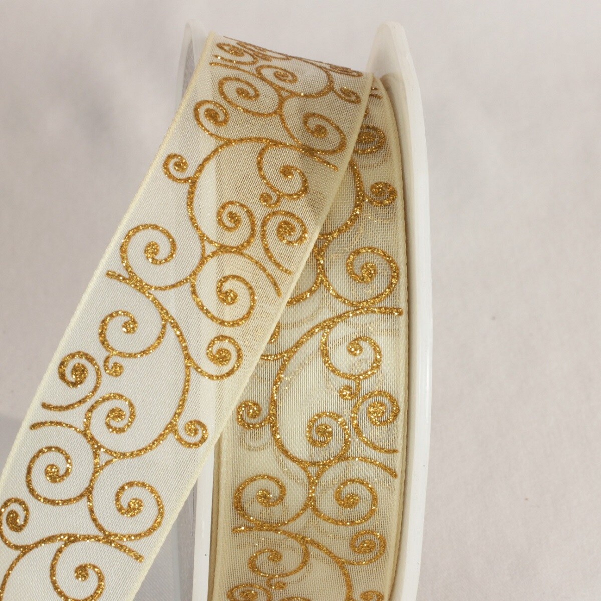 The Ribbon People Sheer Gold Swirl Wired Craft Ribbon 1.5" x 27 Yards ...