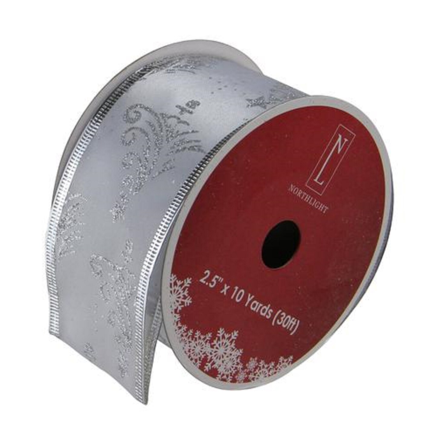 Northlight Silver Glittering Trees Christmas Wired Craft Ribbon 2.5" x ...