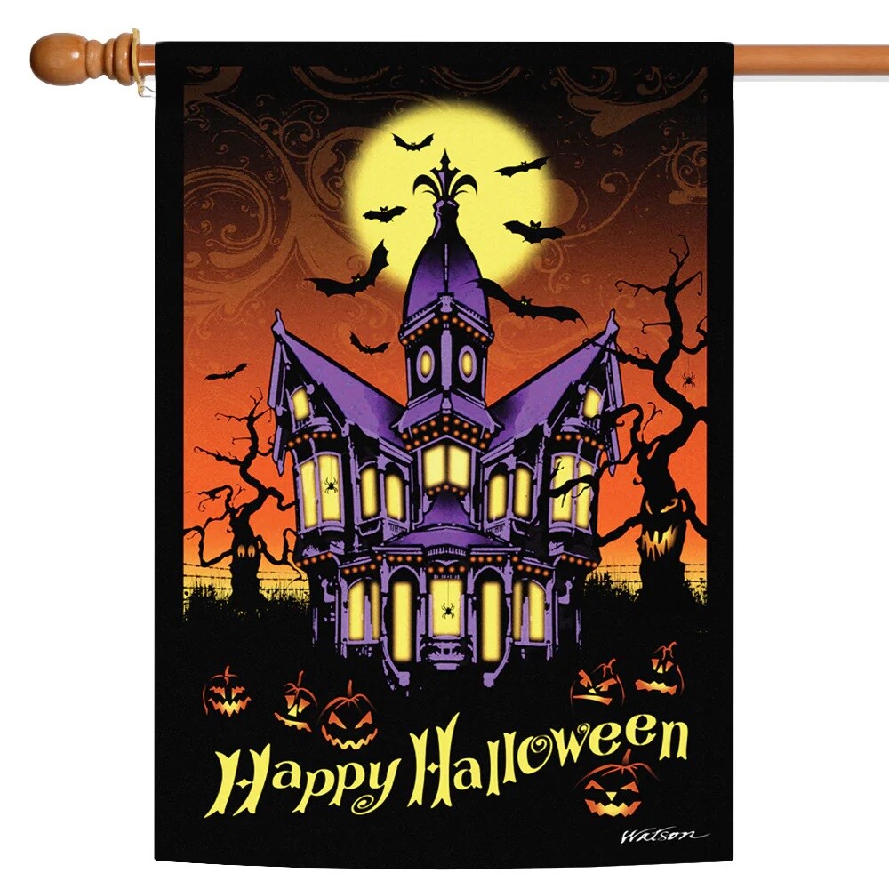 Toland Home Garden Haunted House "Happy Halloween" Outdoor Flag - 40" x ...
