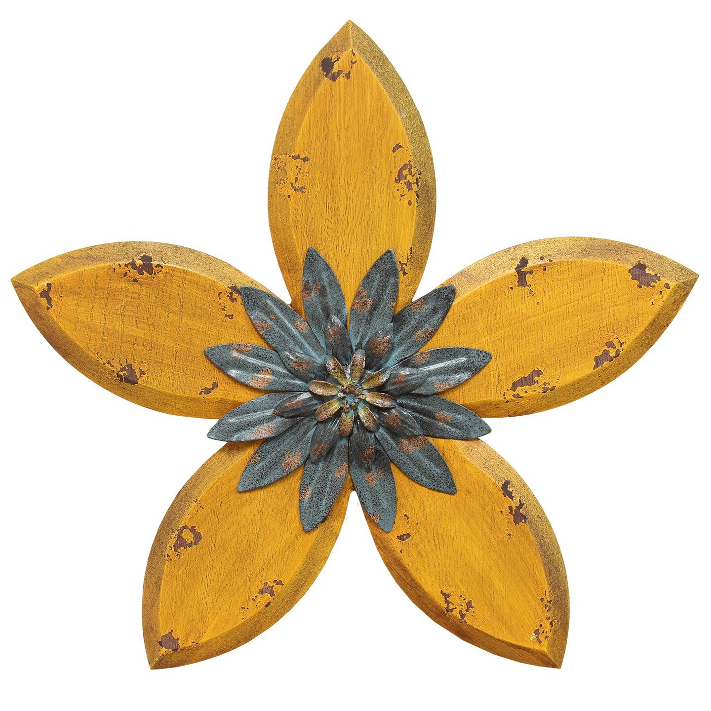 Contemporary Home Living 14.75" Yellow Antique Flower Wall Design ...