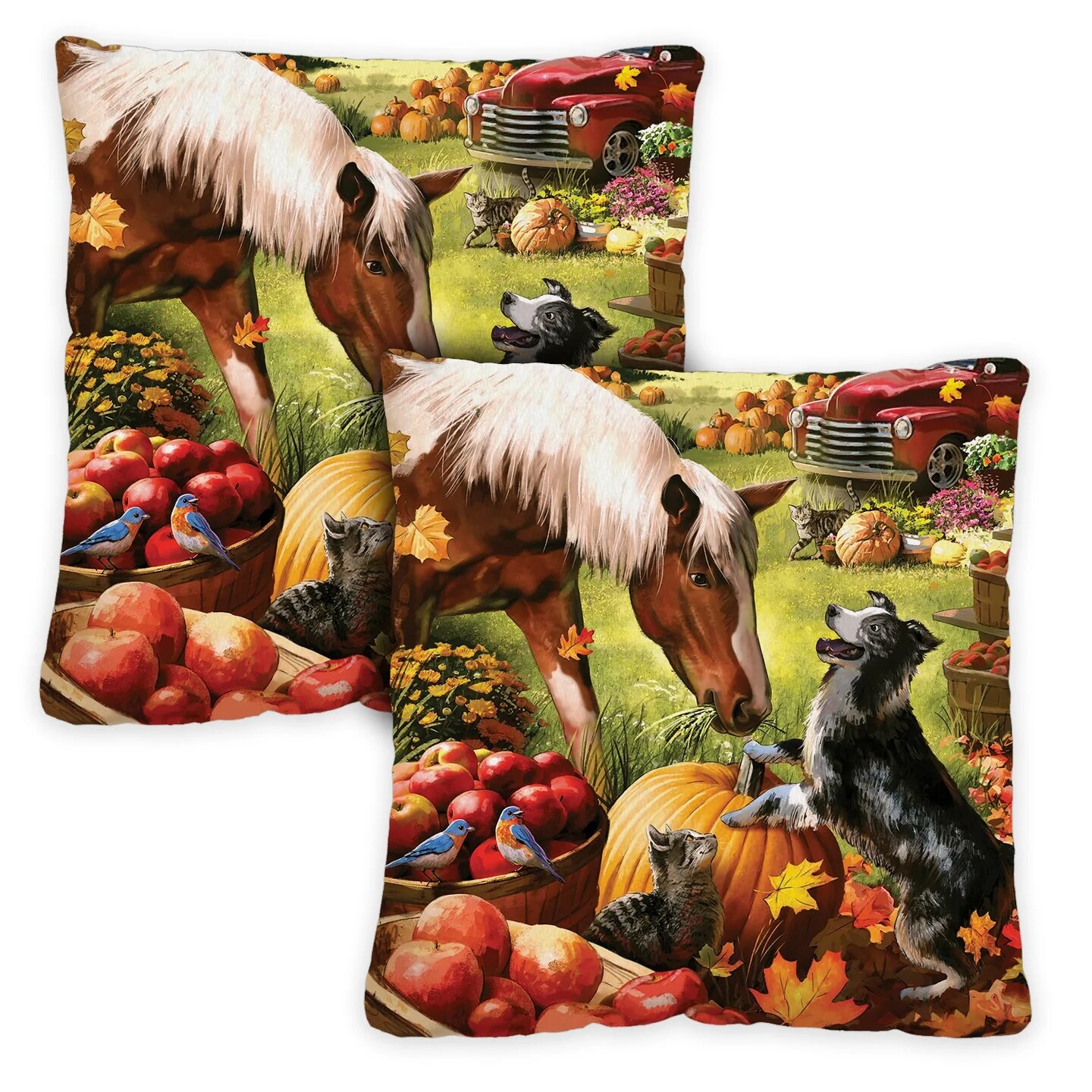 Toland Home Garden Set of 2 Fall Harvest Farm Friends Outdoor Patio ...