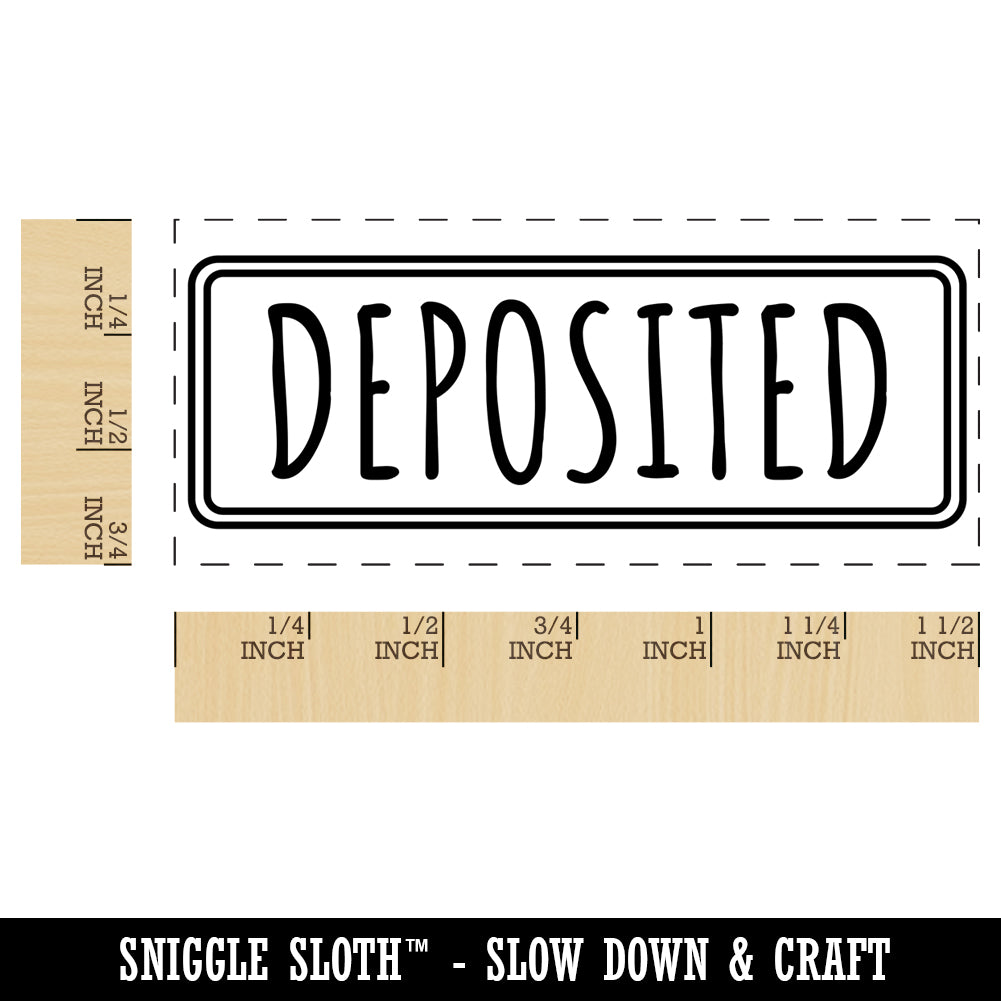 Deposited Double Line Border Bank Check Self-Inking Rubber Stamp Ink ...