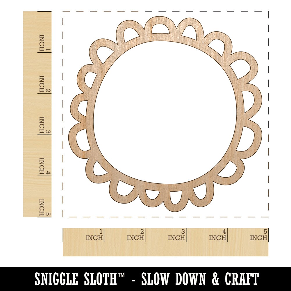 Scalloped Circle Frame Doodle Unfinished Wood Shape Piece Cutout for ...
