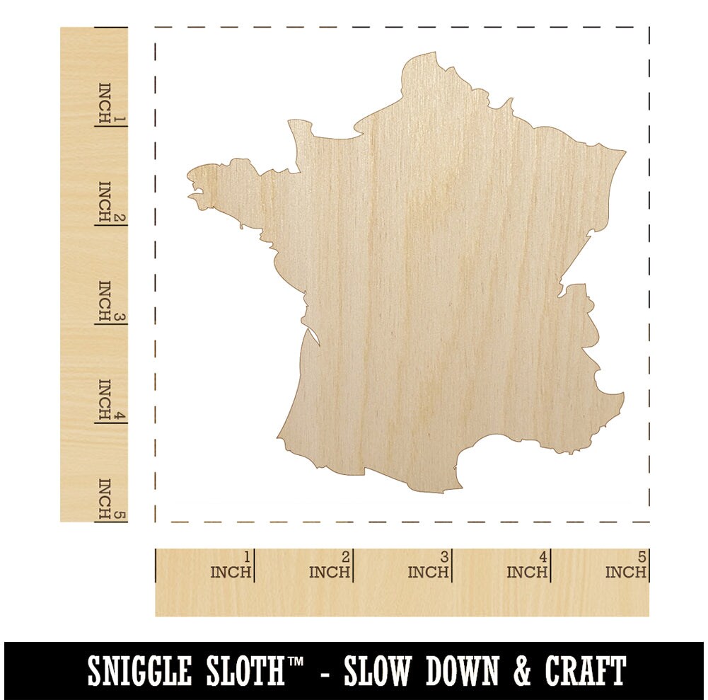 France Country Solid Unfinished Wood Shape Piece Cutout for DIY Craft ...