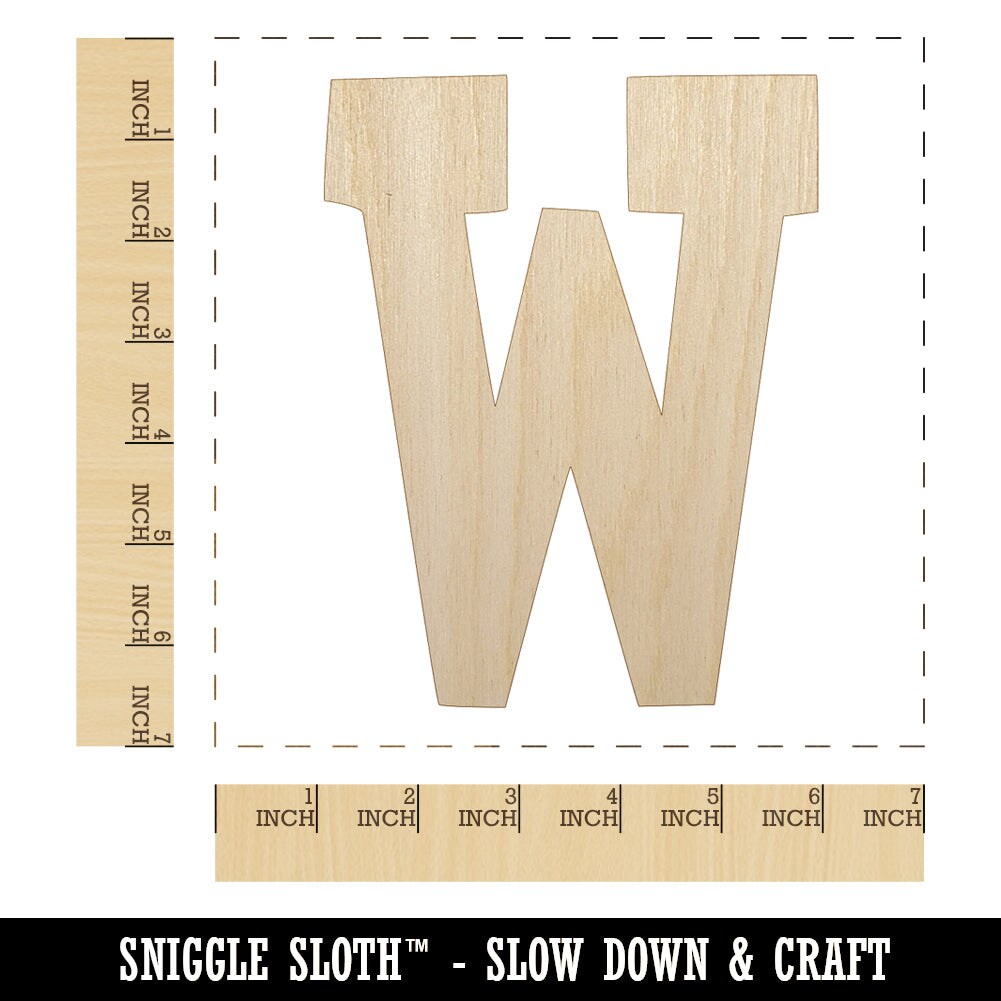 Letter W Uppercase Fun Bold Font Unfinished Wood Shape Piece Cutout for ...