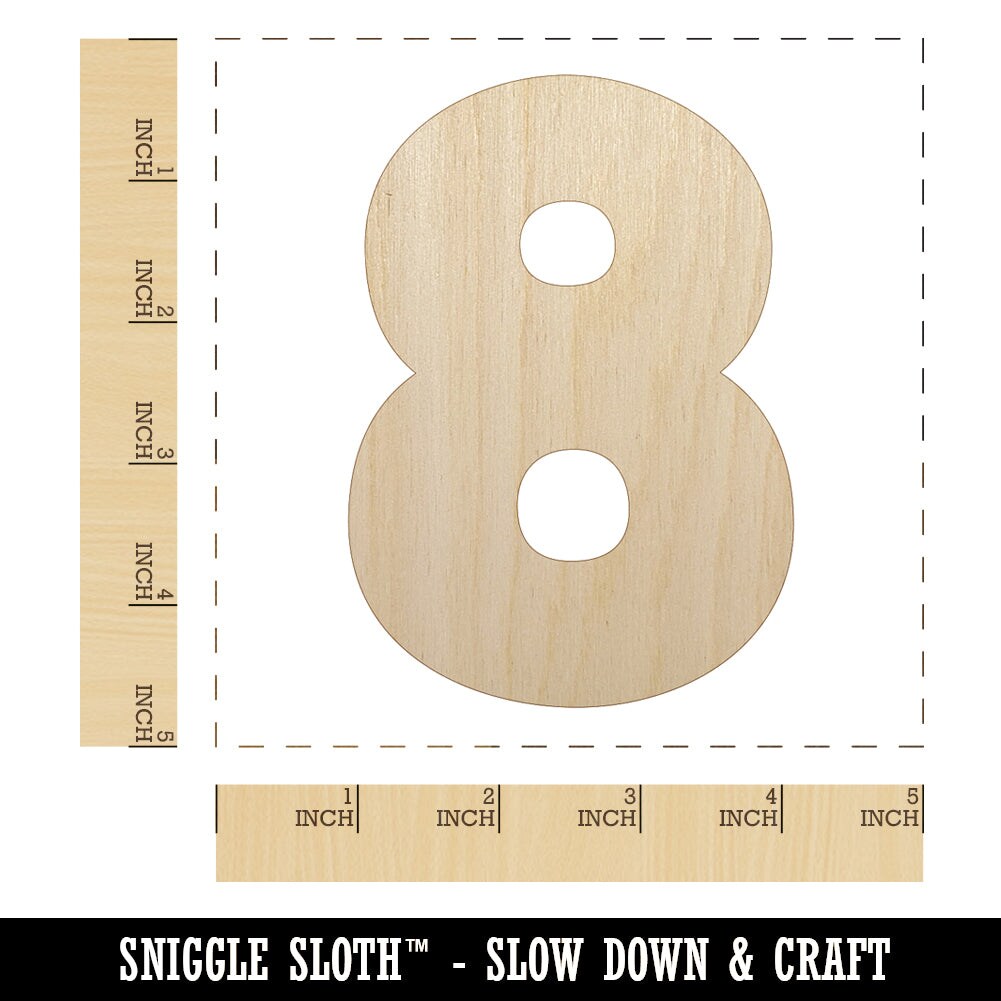 Number 8 Eight Fun Bold Font Unfinished Wood Shape Piece Cutout for DIY ...