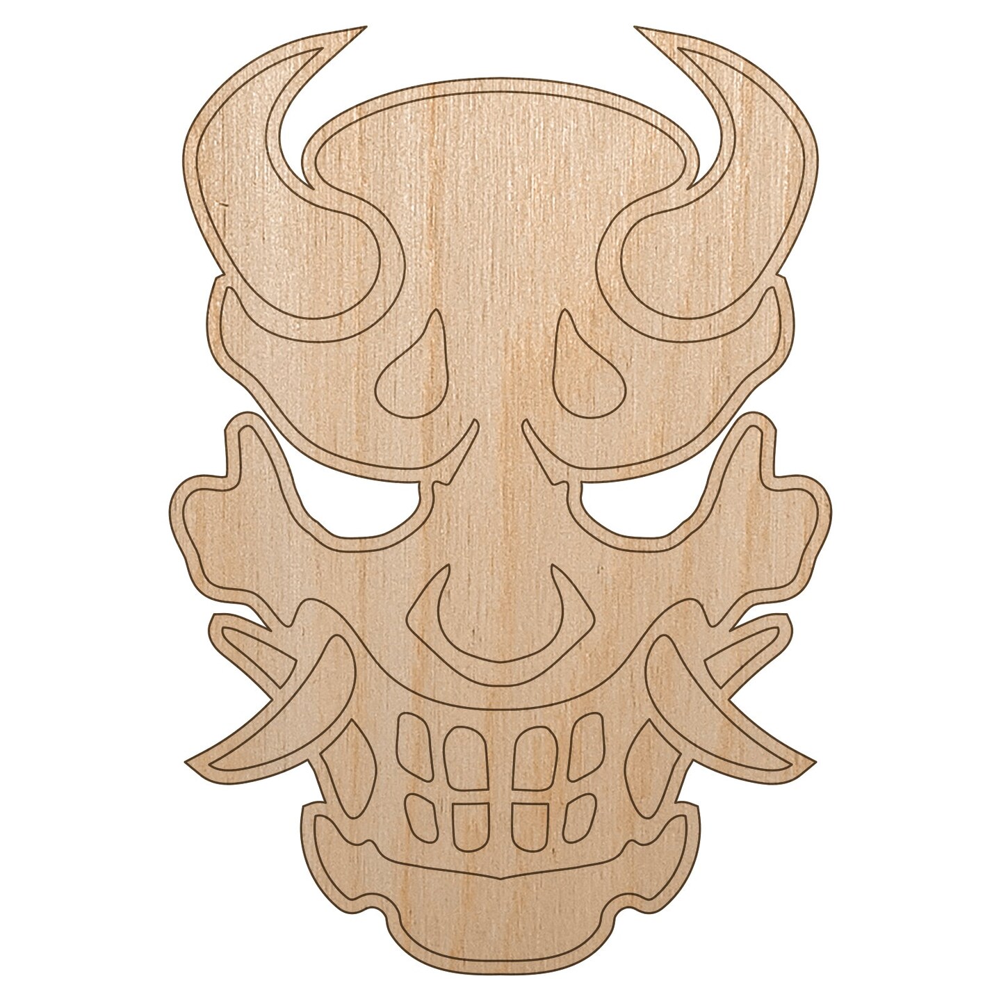 Oni Japanese Demon Mask Unfinished Wood Shape Piece Cutout for DIY ...