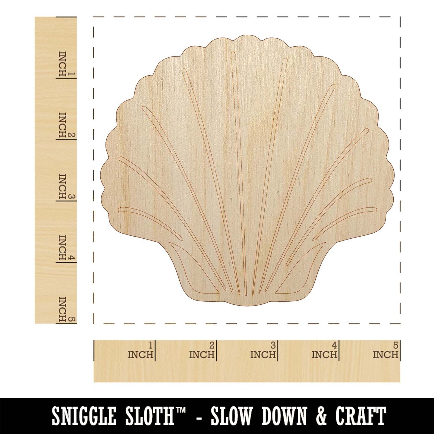 Scallop Seashell Beach Shell Unfinished Wood Shape Piece Cutout for DIY ...