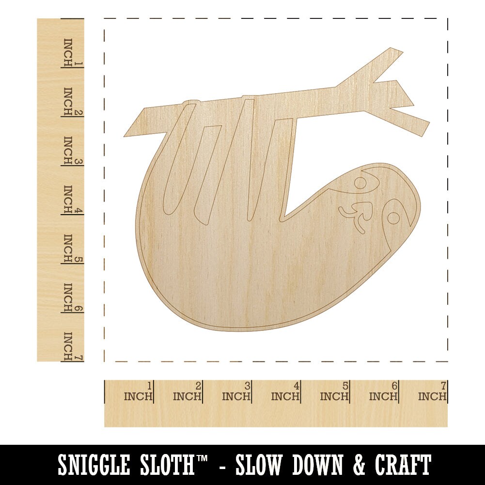Sweet Sloth Hanging from Tree Unfinished Wood Shape Piece Cutout for ...