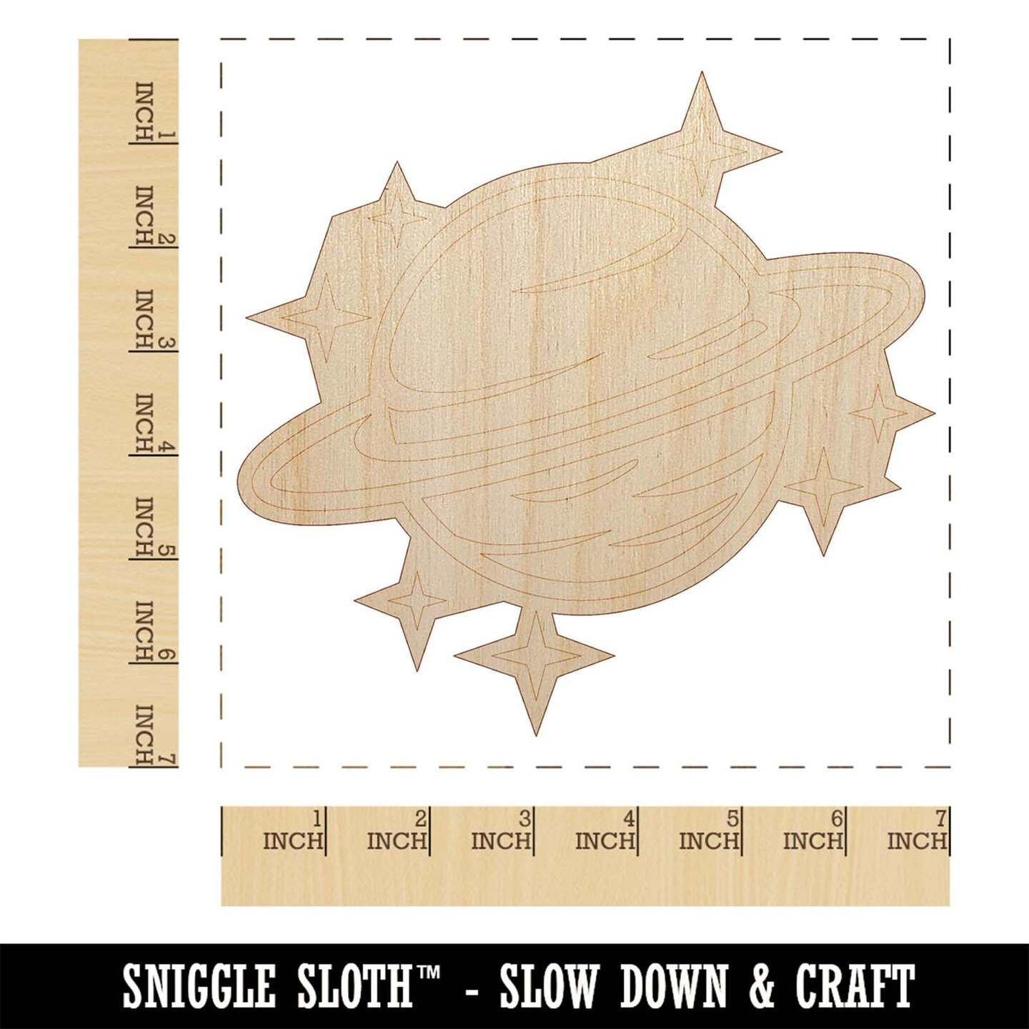 Saturn Planet with Rings and Stars Unfinished Wood Shape Piece Cutout ...