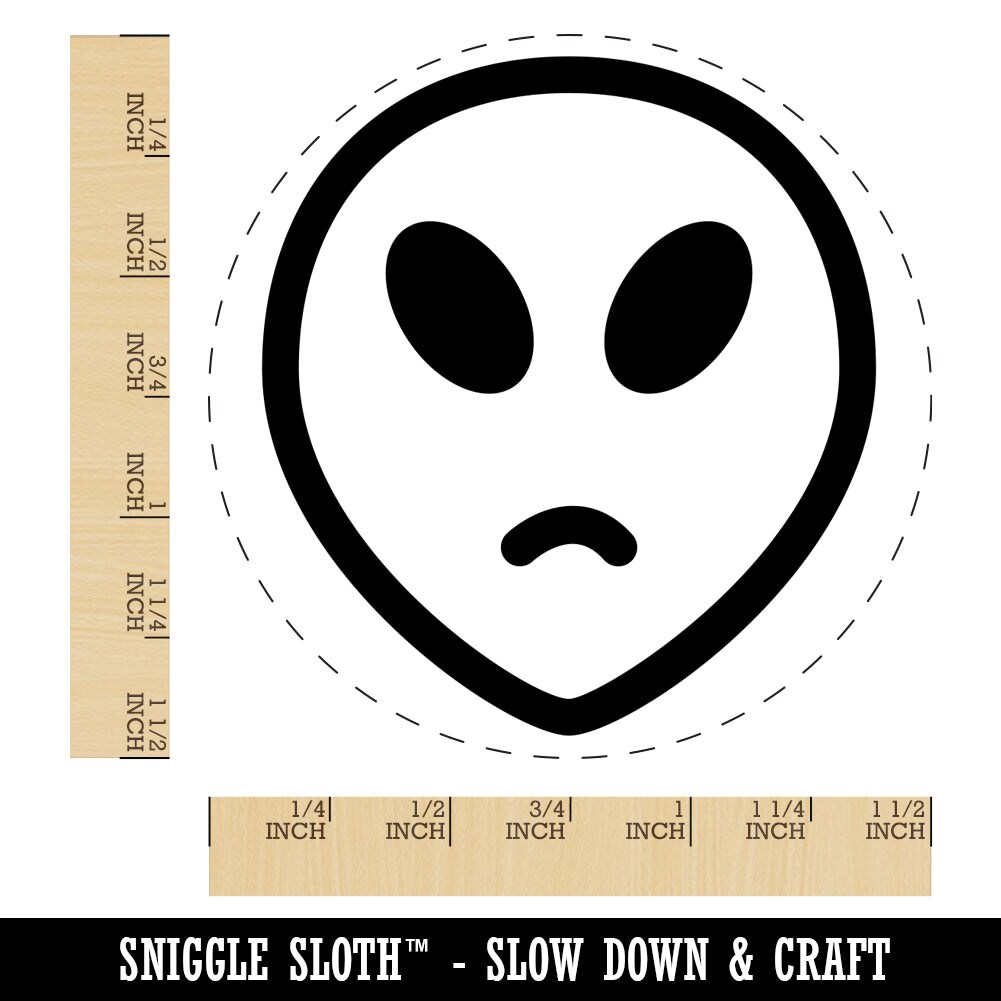 Sad Alien Emoticon Self-Inking Rubber Stamp for Stamping Crafting ...