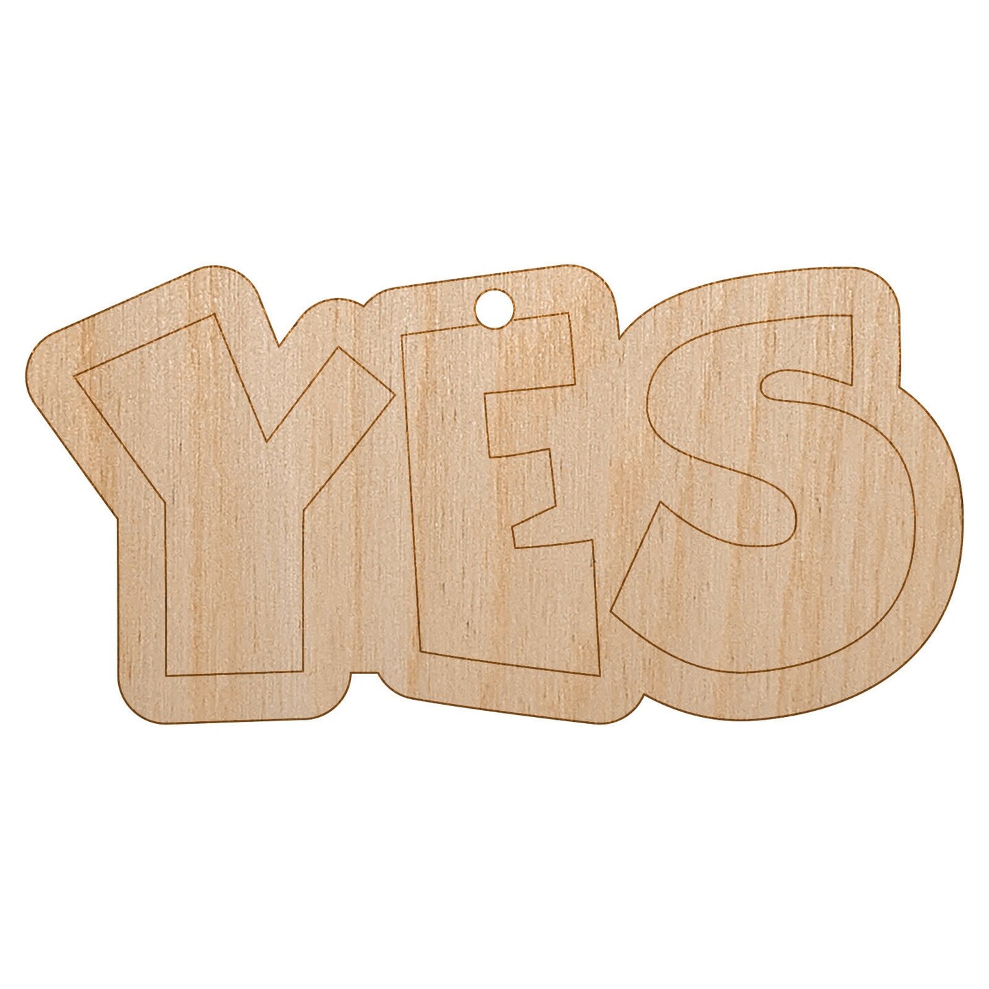 Yes Text Unfinished Craft Wood Holiday Christmas Tree DIY Pre-Drilled ...