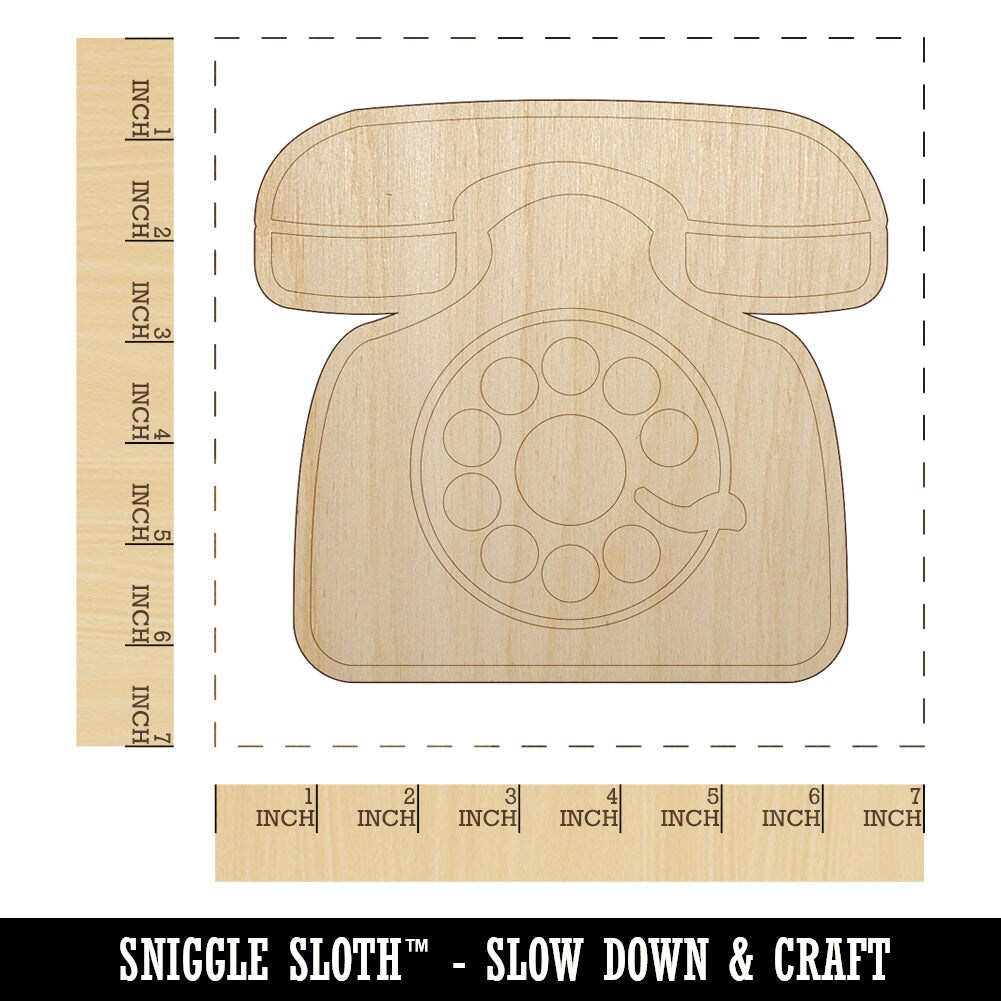 Rotary Dial Phone Unfinished Wood Shape Piece Cutout for DIY Craft ...