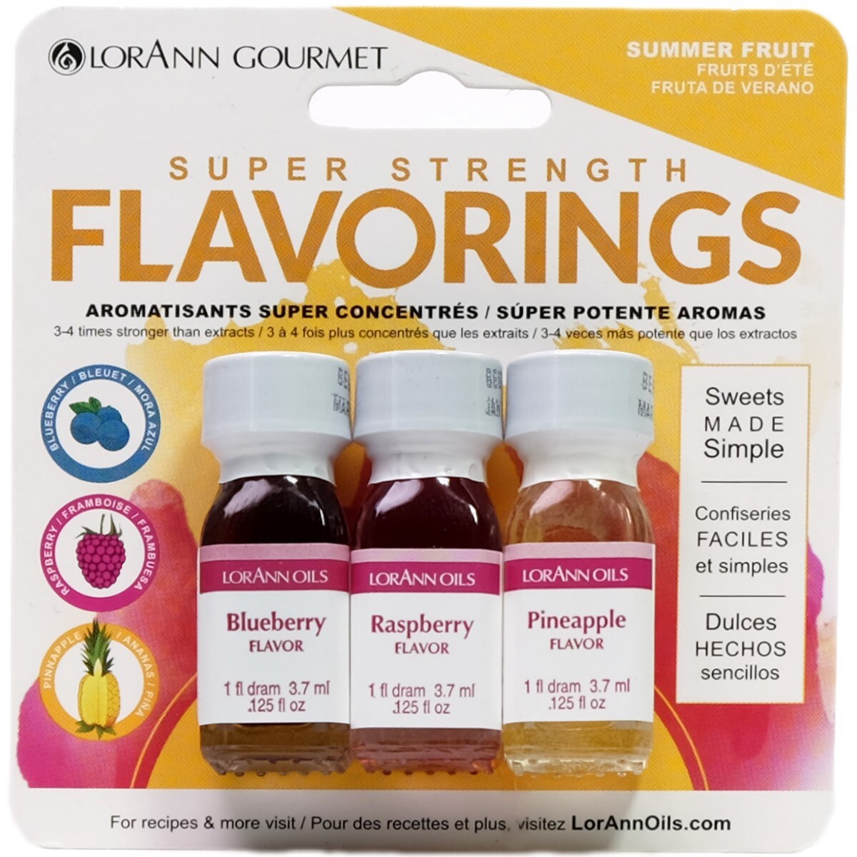 LorAnn Candy & Baking Flavoring .125oz 3/Pkg-Summer Fruit-Blueberry ...