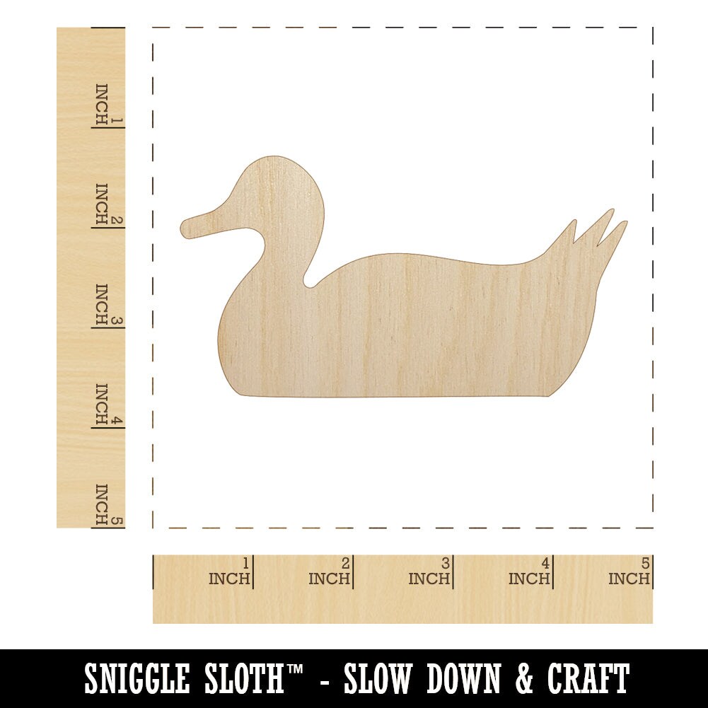 Duck Swimming Solid Unfinished Wood Shape Piece Cutout for DIY Craft ...