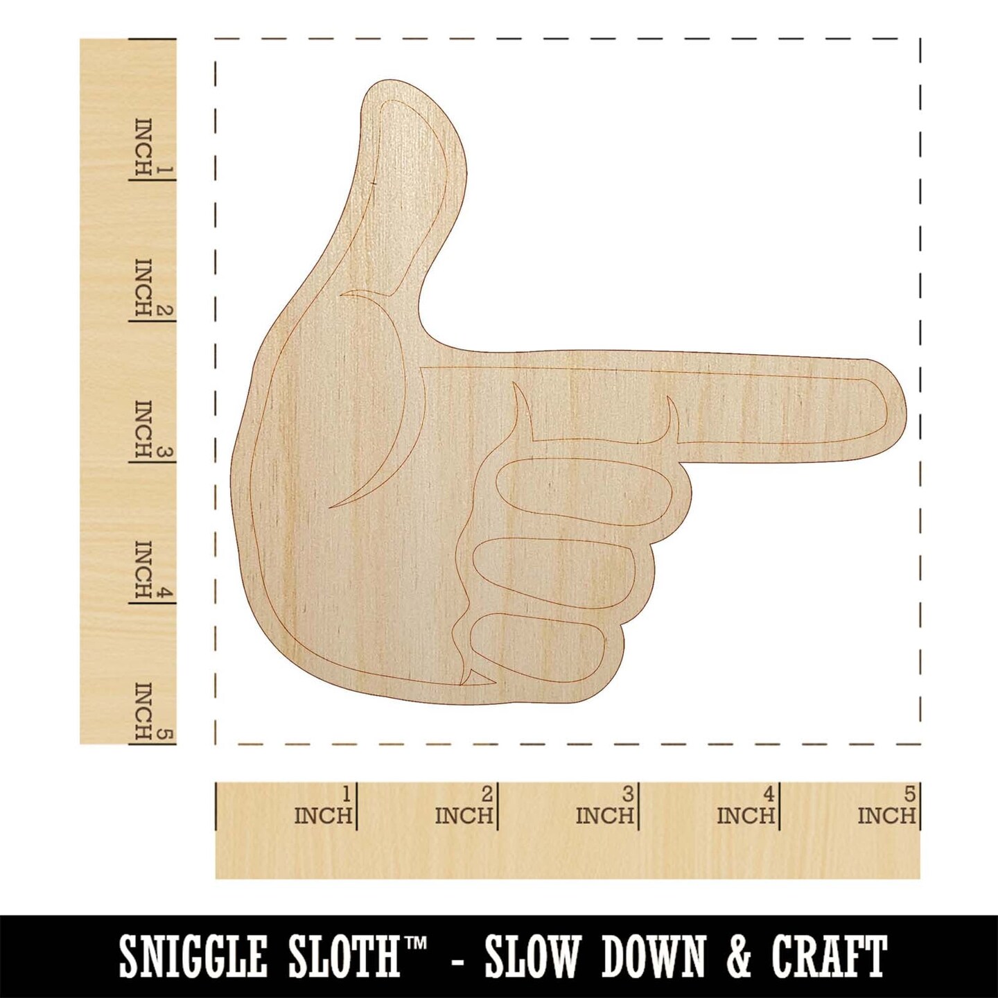 Finger Gun Hand Pointing Unfinished Wood Shape Piece Cutout for DIY ...