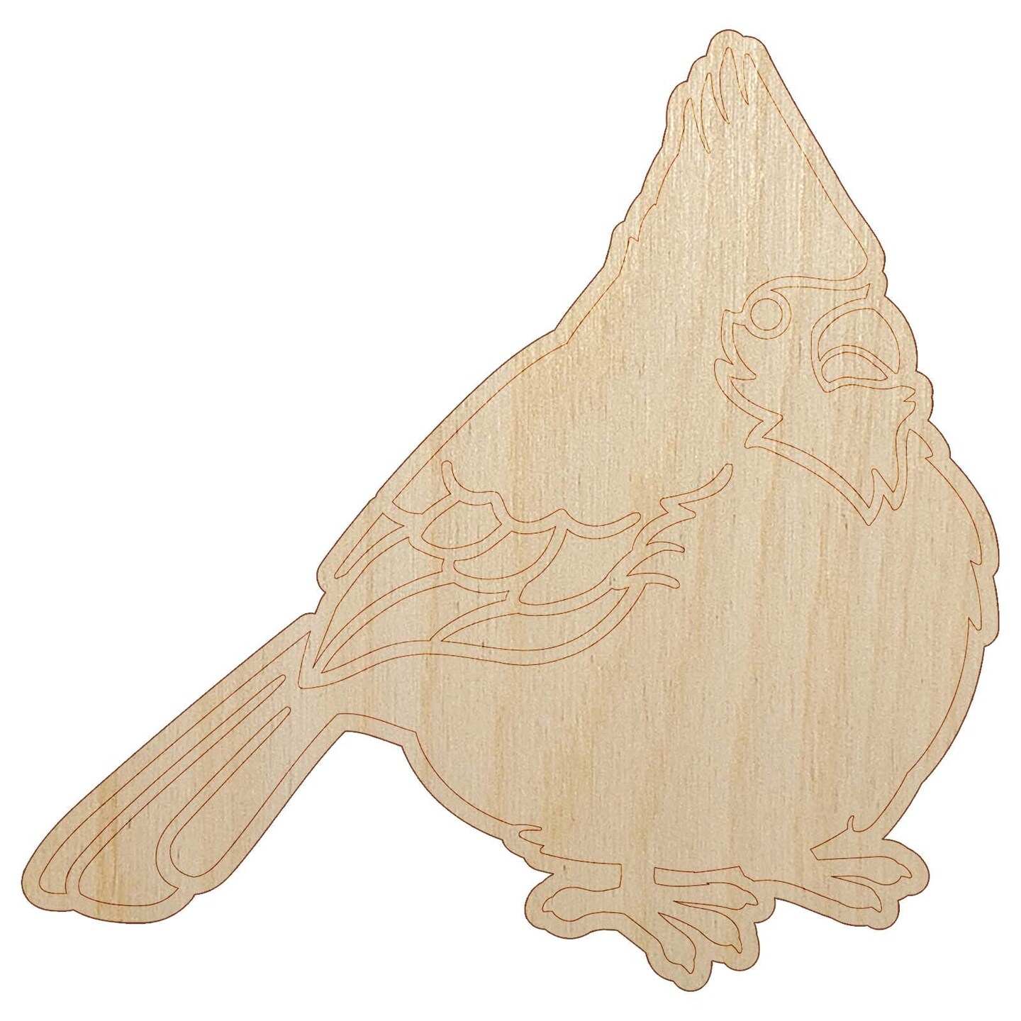 Puffy Cardinal Bird Unfinished Wood Shape Piece Cutout for DIY Craft ...
