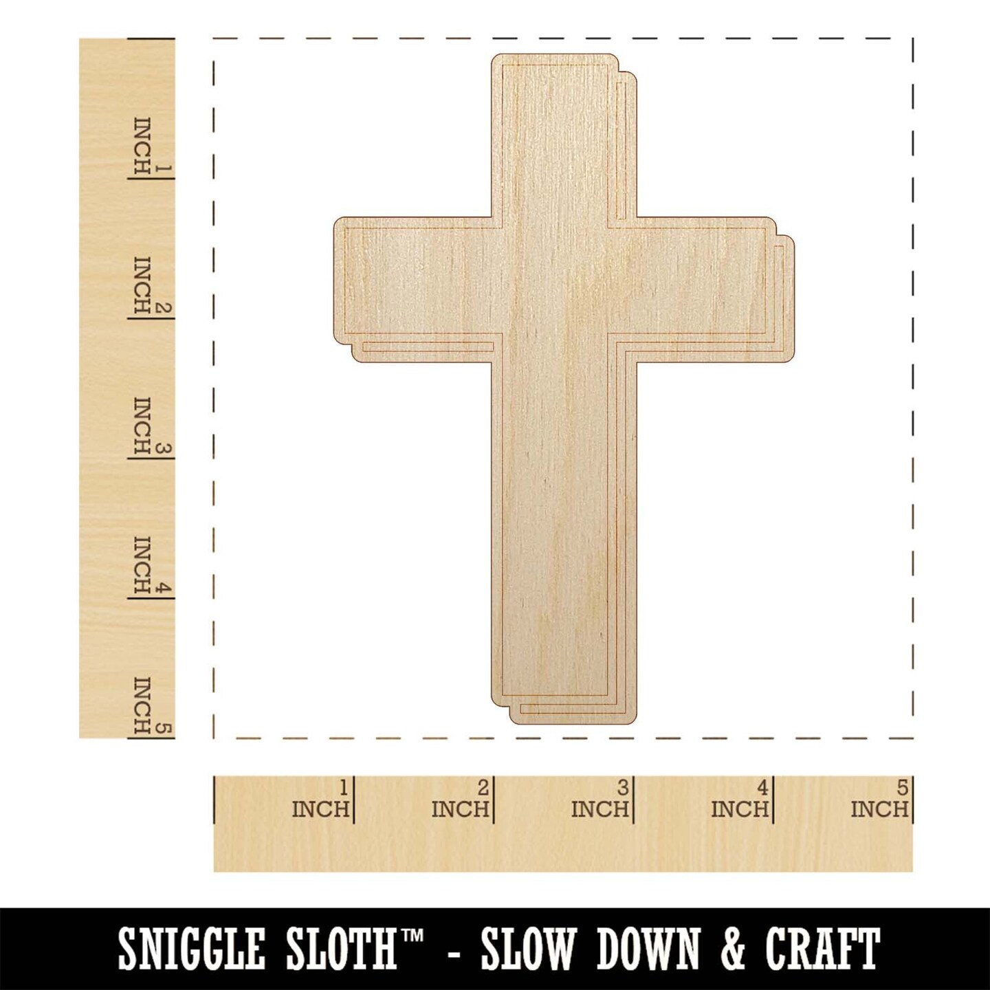 Cross with Shadow Christian Religion Unfinished Wood Shape Piece Cutout ...