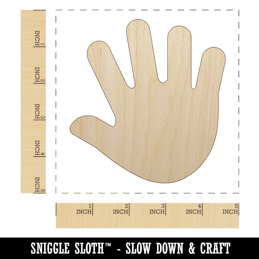 Handprint Solid Unfinished Wood Shape Piece Cutout for DIY Craft ...