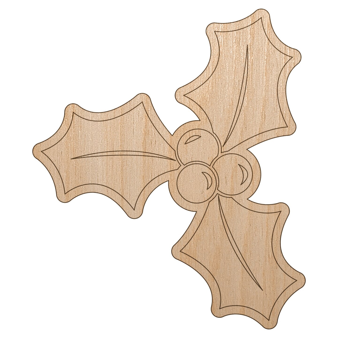 Christmas Holly Unfinished Wood Shape Piece Cutout for DIY Craft ...