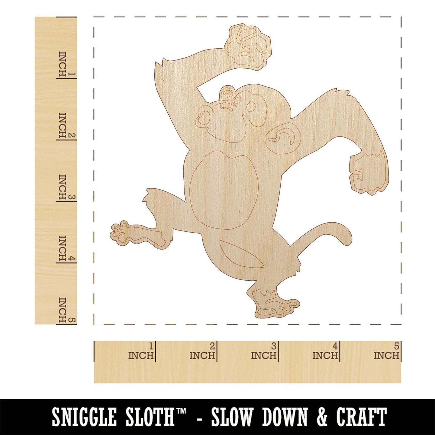 Fun Dancing Monkey Unfinished Wood Shape Piece Cutout for DIY Craft ...