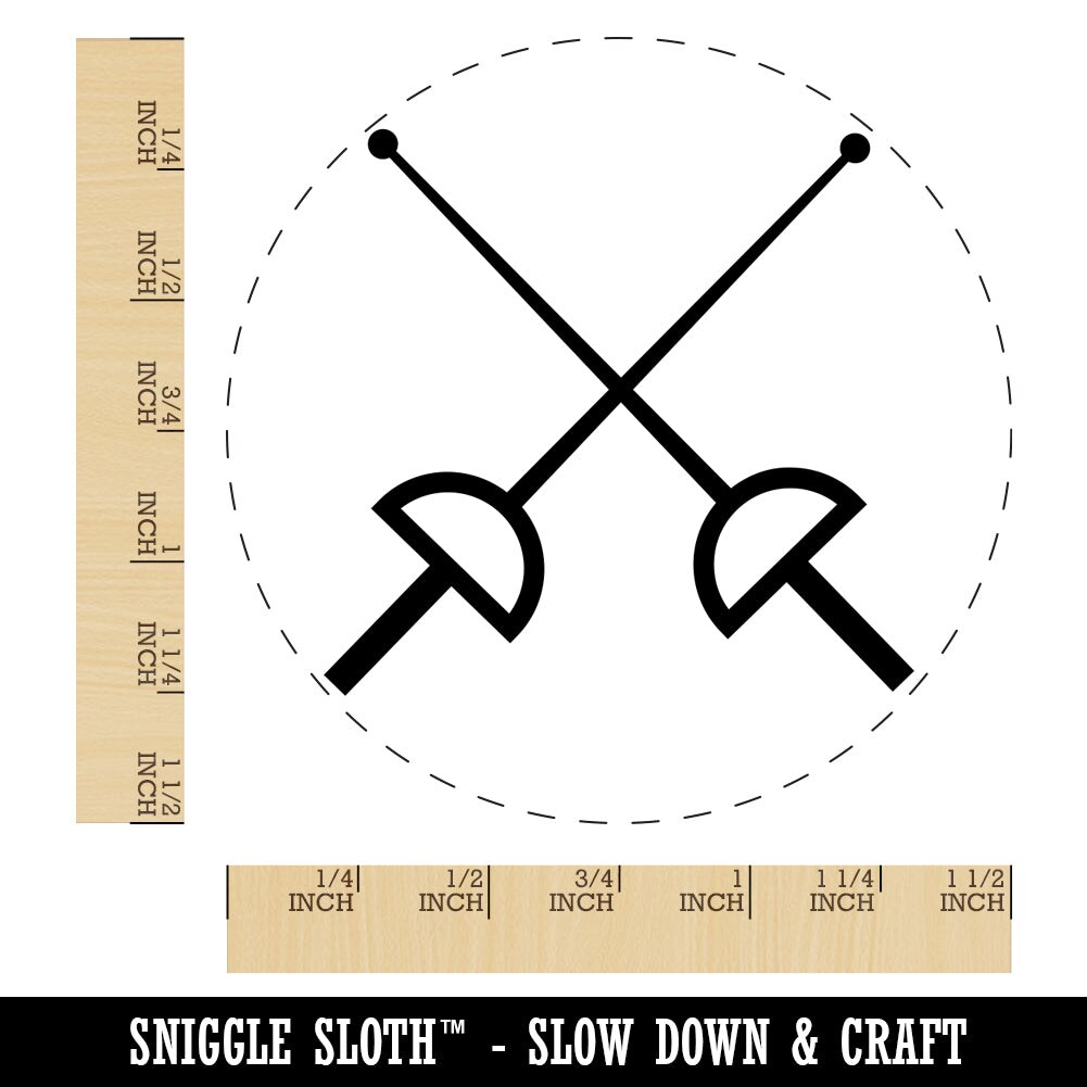 Crossed Fencing Swords Foil Self-Inking Rubber Stamp for Stamping ...