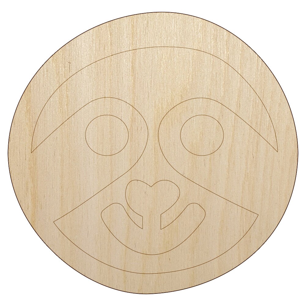 Sloth Face Unfinished Wood Shape Piece Cutout for DIY Craft Projects ...