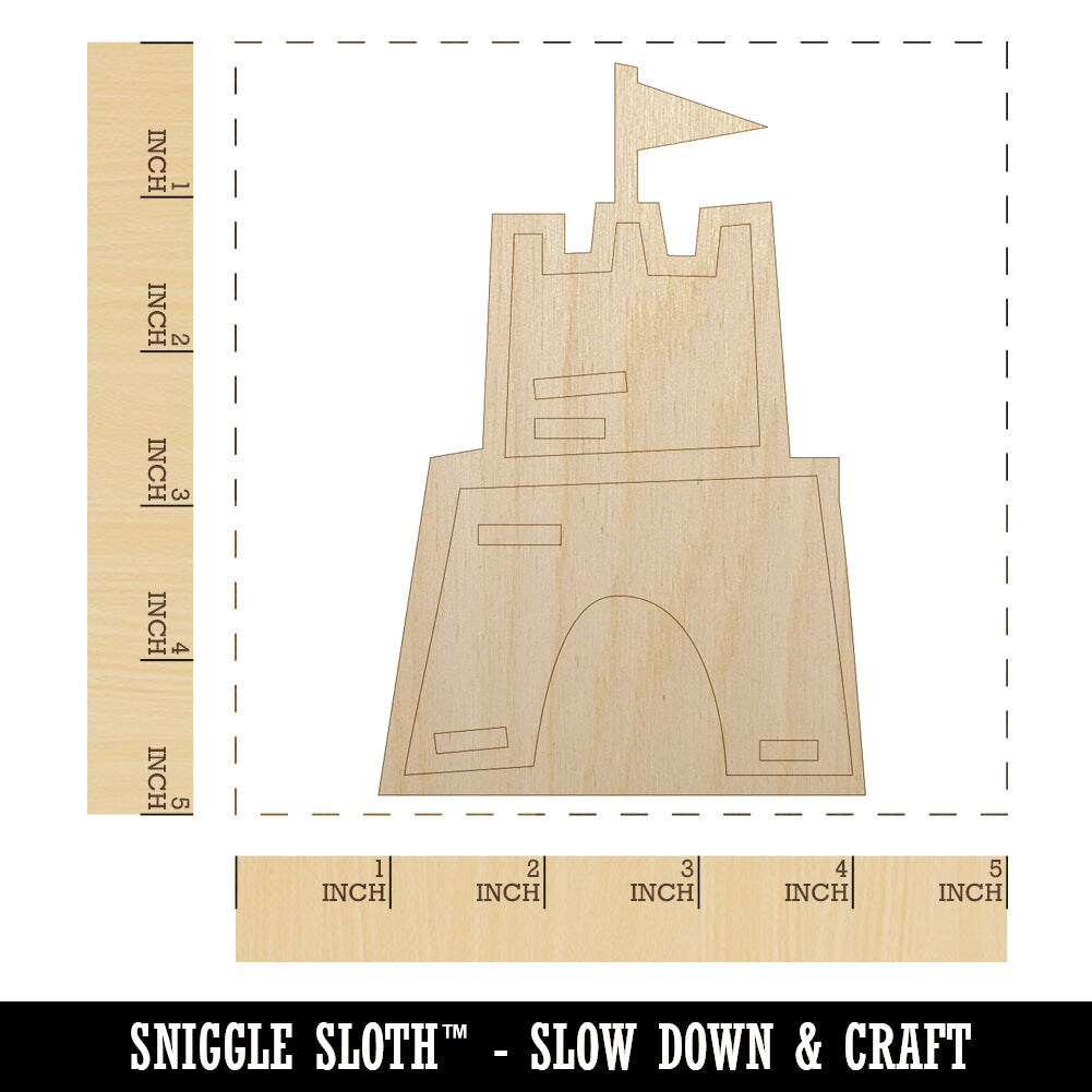 Sand Castle Doodle Unfinished Wood Shape Piece Cutout for DIY Craft ...