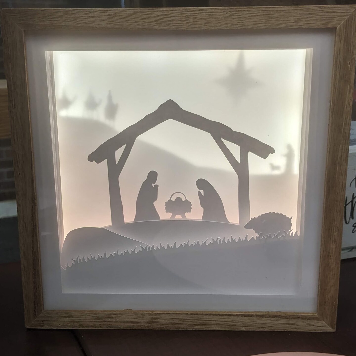 Silent Night: 7x7 LED Nativity Scene Illuminated Shadowbox | MakerPlace ...