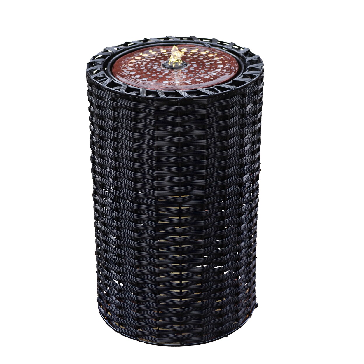Sunnydaze Plastic Wicker Cylinder Water Fountain With Led Lights | Michaels