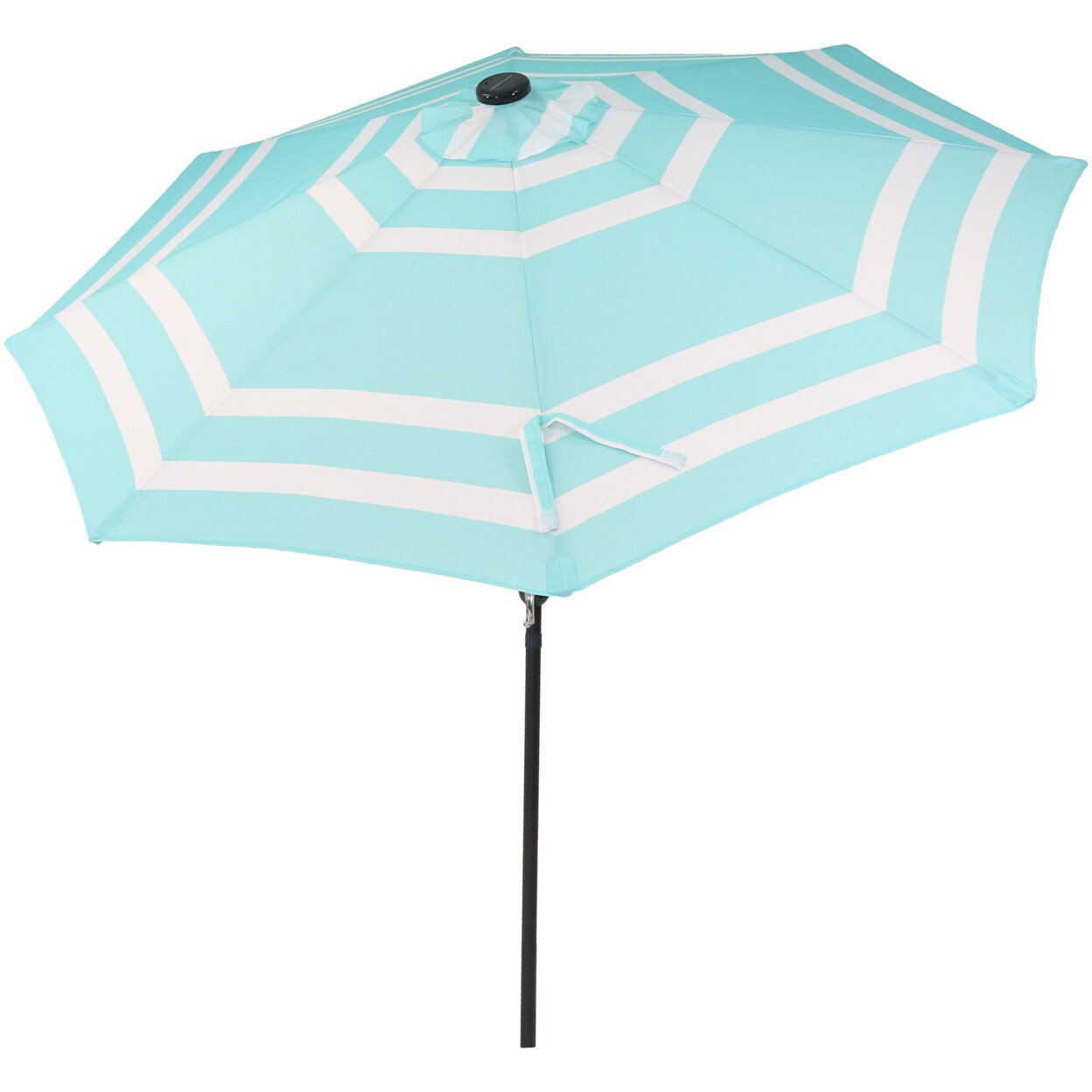 Sunnydaze 9 ft Solar Patio Umbrella with Lights Tilt and Crank - Teal ...